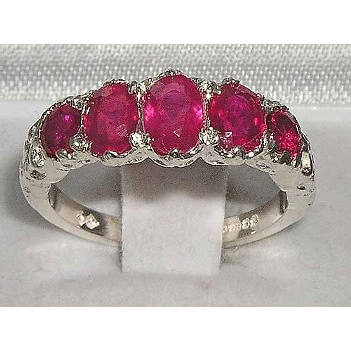 LetsBuyGold 925 Sterling Silver Real Genuine Ruby Womens Promise Ring - Size 9