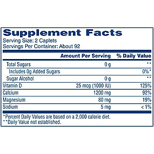 CITRACAL Slow Release 1200, 1200 mg Calcium Citrate and Calcium Carbonate Blend with 1000 IU Vitamin D3, Bone Health Supplement for Adults, Once Daily Caplets, 185 Count