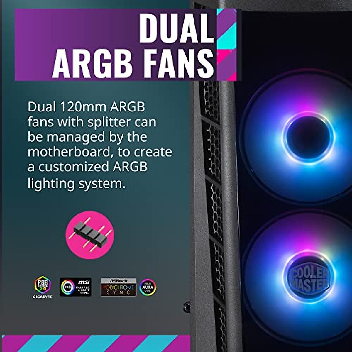 Cooler Master MasterBox MB320L ARGB Micro-ATX with Dual ARGB Fans, DarkMirror Front Panel, Mesh Front Intake Vents, Tempered Glass Side Panel & ARGB Lighting System