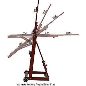 MEEDEN Multi-Function Studio Easel,H-Frame Easel,Painting Easel for Adults,Artist Easel,Floor Easel,Solid Beech Wood Easel w/Front Wheels,Holds Canvas Art up to 77" - Walnut