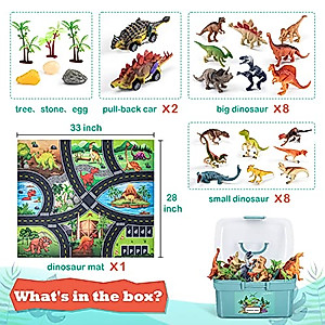 Kiddiworld Dinosaur Toys for 3 4 5 Year Old Boys Gifts, Dinosaurs Toys for Kids 3-5-7, Dino Figures Activity Play Mat Christmas Birthday Gifts for Girls Toddler Toys Age 2-4