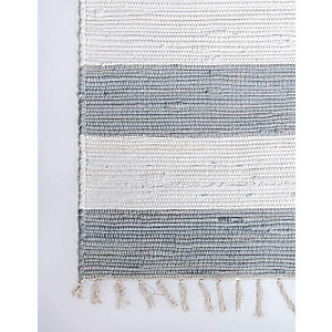 Unique Loom Chindi Rag Collection Area Rug - Striped (2'x 3' 1" Rectangle, Gray/ Ivory)