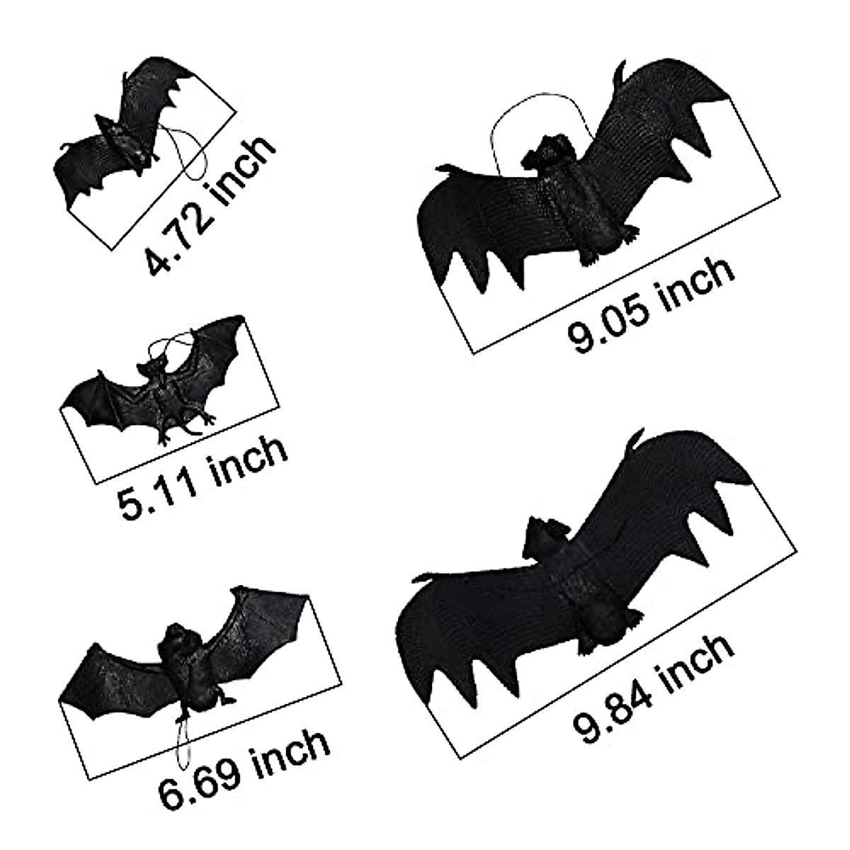 yalanle 5Pcs Halloween Bats Vampire Rubber Bats Decor Hanging Bat for Halloween Party April Fool's Day,Haunted House Decoration