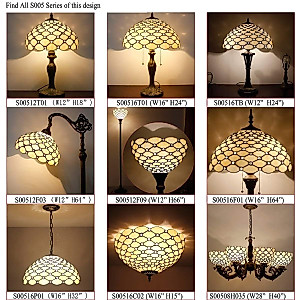 WERFACTORY Tiffany Floor Lamp Cream Amber Stained Glass Bead Arched Lamp 12X18X64 Inch Gooseneck Adjustable Corner Standing Reading Light Decor Bedroom Living Room S005 Series