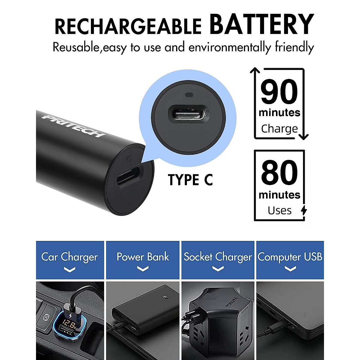 PRITECH Nose Hair Trimmer for Men & Women, Rechargeable, Portable, Washable, Dual-Edge Blades, 245 Days of Use