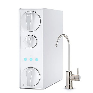 iSpring RO500-BN, NSF Certified Tankless RO Reverse Osmosis Water Filtration System, 500 GPD Fast Flow, Brushed Nickel Faucet, 2:1 Pure to Drain Ratio, White