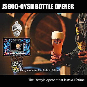 GYSH Bottle Opener Wall Mounted,Bottle Cap Collector With Metal Basket Frame And Basket Net,It Is An Ideal Gift For Basketball And Men'S Beer Lovers (black)