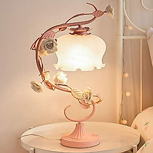 Useful Romantic Rose Table Lamp for Kids Creative Sweet Bedtime Nightstand Eye-caring Desk Lamps for Children Bedroom Reading Gift Girls Desk lamp (Color : White)
