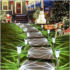 DenicMic Solar Lights Outdoor Pathway Lights 6000K LED Waterproof Acrylic Lamp Head Stainless Steel Stake for Yard Garden Landscape Path Walkway Driveway Patio Lawn (15Pack Cold White)