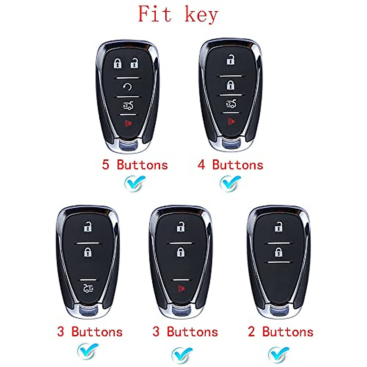 Royalfox 3 4 5 6 Buttons 3D Bling Diamond Rhinestones Smart Remote Key Fob Case Cover for 2016 2017 2018 2019 2020 2021 2022 Chevrolet Malibu Camaro Cruze Traverse Spark Sonic with Key Strap (Silver)