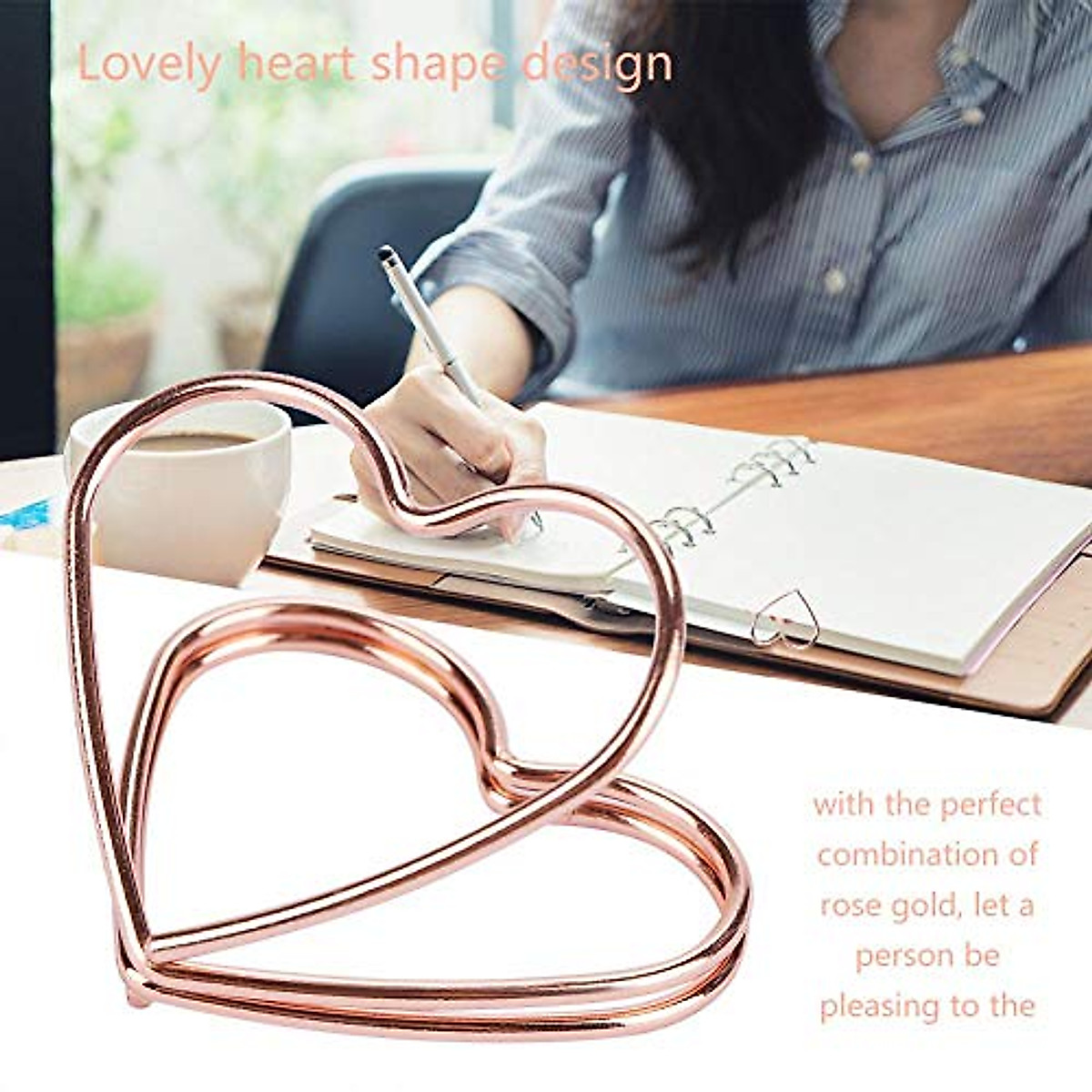5pcs Paper Clips Rose Gold Color Metal Electroplating Heart Shape Page Marker Funny Bookmark Clip for Office Supplier School Student