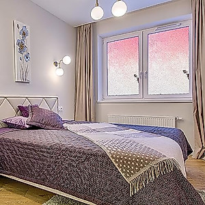 IOACIY Privacy Window Film Frosted Glass Sticker for Home Office Static Anti-UV Window Paper Decorative Window Covering for Bathroom (Universe Outer Space Starry Sky Red Blue-178, 17.7" x 23.6")