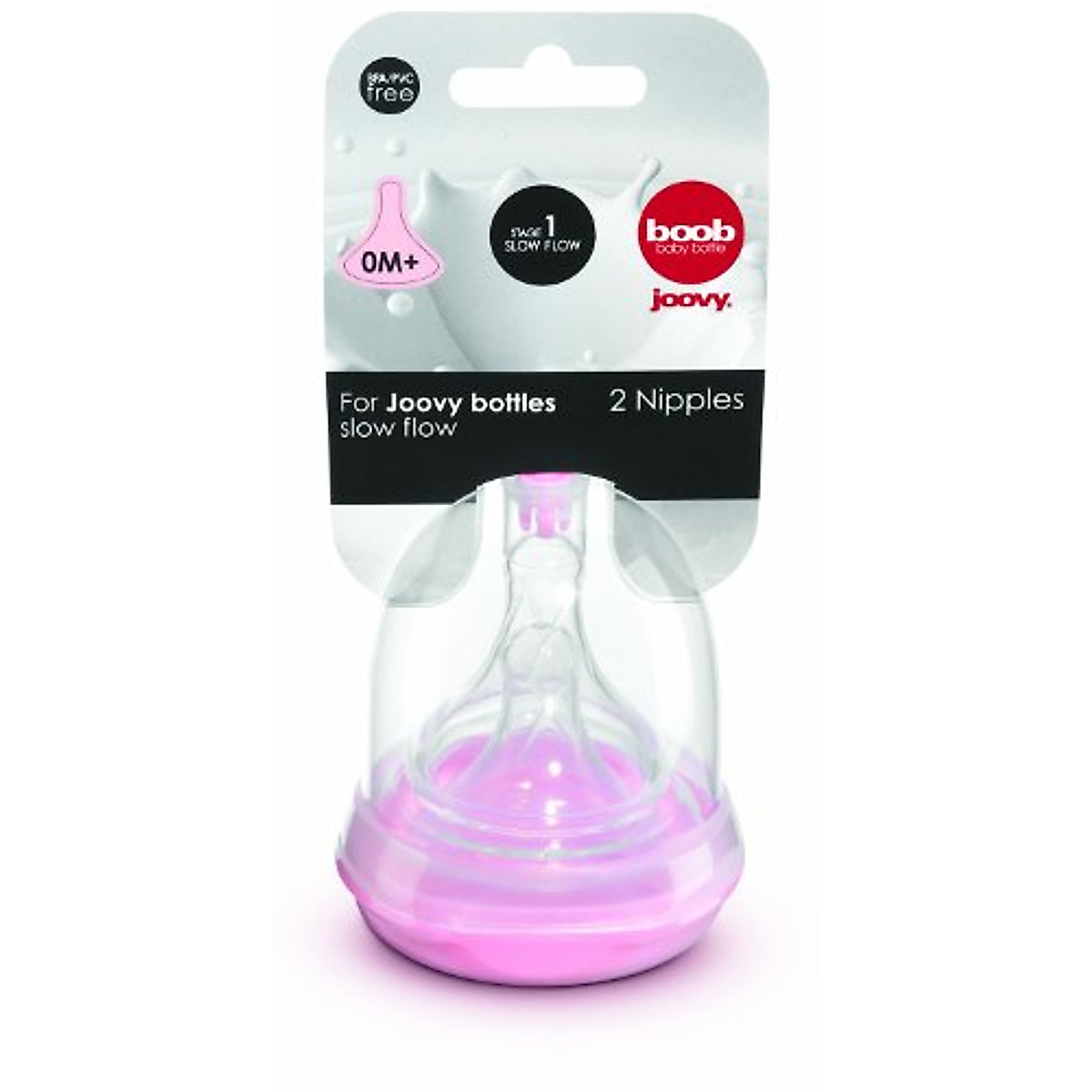 Joovy Boob Nipples with Elongated Shape to Mimic Mom and Available in 5 Flows Including X-Cut Extra Fast Flow for Thicker Foods - Compatible with Joovy Boob Bottle Line (Clear, Stage 1, 2 Count)