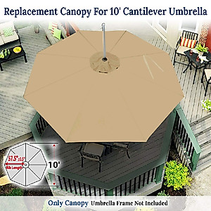 labworkauto Cantilever Patio Offset Umbrella 10 Replacement Umbrella Canopy Backyard Sunshade Outdoor Market Canopy Fit for Patio Backyard and Outdoor Market