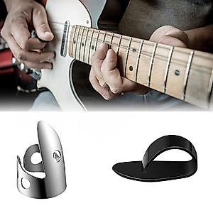 12pcs Adjustable Finger Thumb Picks Set Includes 8pcs Silver Stainless Steel Finger Picks and 4pcs Plastic Thumb Picks for Guitar Banjo Harp Bass Plectrum (Black)