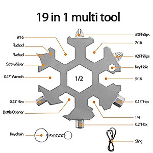 19-In-1 Snowflake Multitool, Stocking Stuffers for Men, Christmas Gifts for Men Women,Tools for Men,Cool & Unique Birthday Gifts for Dad Husband Boyfriend, Gadget Mens Gifts Ideas,Snowflake Multi Tool