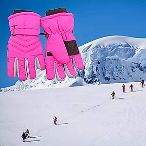 kimmyku Toddler Waterproof Winter Gloves Thinsulate Snow Ski Gloves for Kids Boy Girls Light Pink