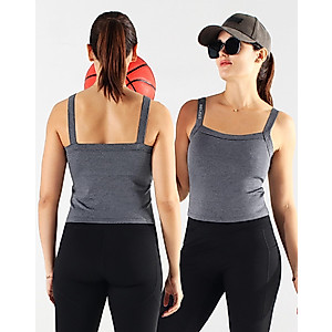 NELEUS Women's 3 Pack Compression Athletic Tank Top with Bra,8088,black/grey/rose red,Large