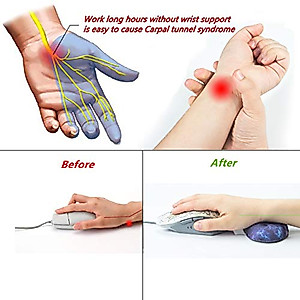 BRILA Ergonomic Memory Foam Mouse Wrist Rest Support Pad Cushion for Computer, Laptop, Office Work, PC Gaming - Massage Holes Design - Wrist Pain Relieve (Nebula Galaxy Space)