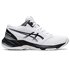 ASICS Men's Netburner Ballistic FlyteFoam Mid Top 3 Volleyball Shoes, 9, White/Black