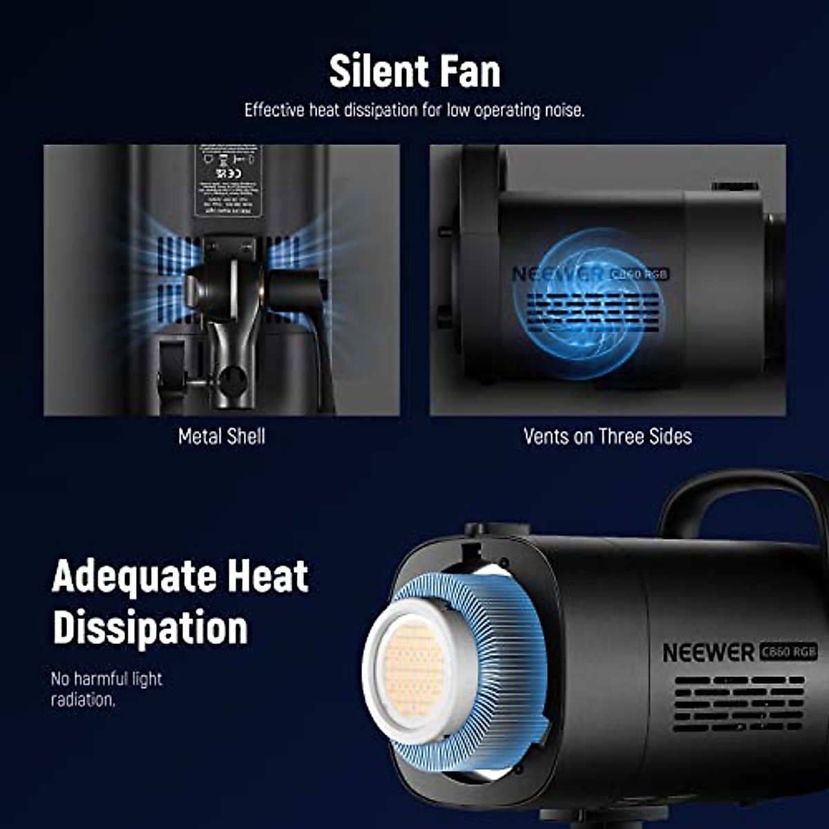 NEEWER LED Video Light Bowens Mount RGB CB60 70W, RGB Full Color 18000 Lux@1m CCT 2700K~6500K CRI 97+ 17 Lighting Scenes App Control Continuous Lighting for Photography, Studio Video Lighting