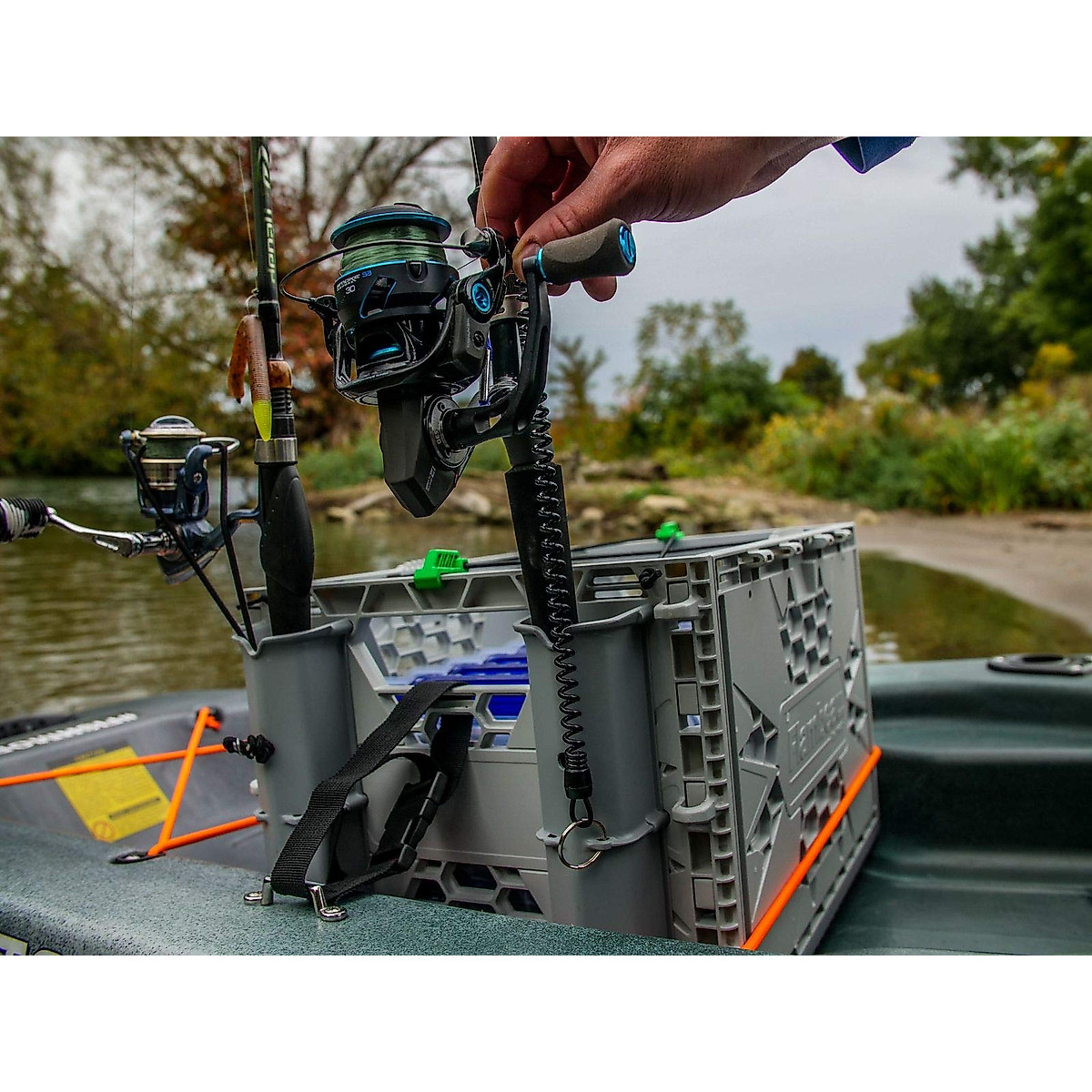 Flambeau Outdoors 455TKR Tuff Krate Rod Holders, Kayak Fishing Storage Tuff Krate Accessory, [2] Pack - Gray