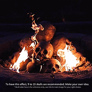 Myard Fireproof Imitated Human Fire Pit Skull Gas Log for NG, LP Wood Fireplace, Firepit, Campfire, Halloween Decor, BBQ (Qty 1, White - Adult, One Piece)
