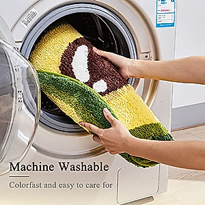 WREWING Cute Bath Mat, Ultra Soft Superfine Fiber Avocado Rug Bathroom, Non Slip Water Absorbent Bath Mat Area Rug for Bathtub Toilet Bedroom Kitchen Bathroom Entrance Mat 19.7 x 31.5 Inch (Avocado)