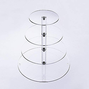 Display4top 4 Tier Cupcake Stand, Clear Acrylic Round Glass Cupcake Holder, Dessert Pastry Tower Stand for Wedding Birthday Bar Party