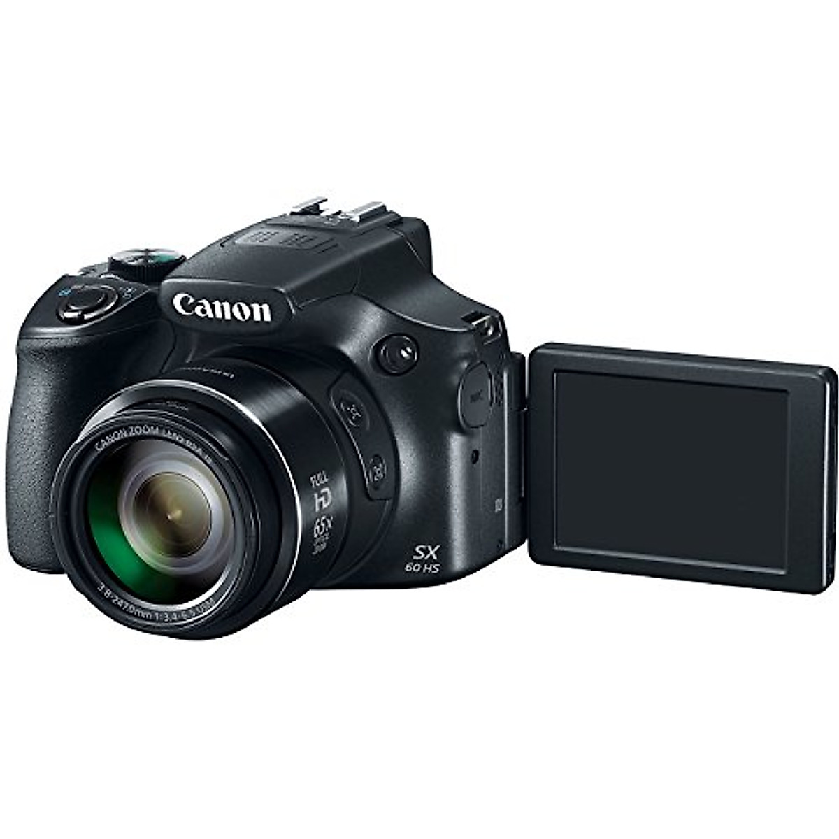 Canon Powershot SX60 16.1MP Digital Camera 65x Optical Zoom Lens 3-inch LCD Tilt Screen (Black)