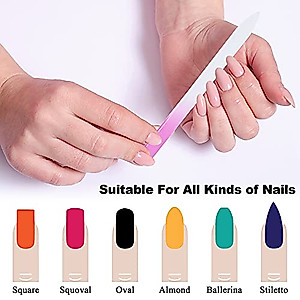 Glass Nail File with Case, EAONE 3 Pack Crystal Nail Files for Natural Nails, Double-Sided Etched Filing Surface Nail Filer, Professional Manicure Nail Care Czech Glass File- Gradient Mix Color