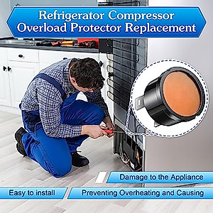 Dreyoo 2 Pcs Refrigerator Compressor Overload Protector, Replacement for 6750CL0001D Thermistor Assembly Parts, Replacement and Compatible with Some/LG and Kenmore Refrigerators