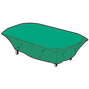Collections Etc Seasonal Outdoor Patio Furniture Covers with Easy On/Off Drawstring Cord - Protection from Wind, Dirt, Snow and Rain, Green, Table