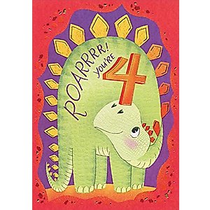Designer Greetings Dinosaur Roar Age 4 / 4th Birthday Card