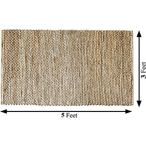 The Home Talk Handmade Jute Area Rug 3'x5' Jute Braid Rug Perfect for Rustic, Farmhouse, Bohemian Floormat Soft and Durable Carpets for Living Room Décor, Bedroom, Dining Room - Natural