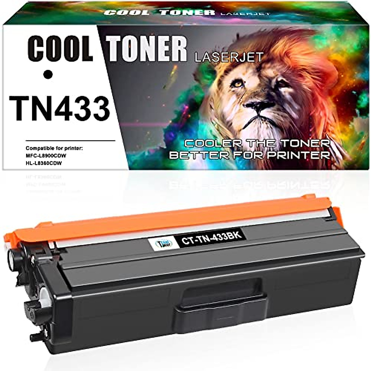 Cool Toner Compatible TN433BK Toner Cartridge Replacement for Brother TN433 TN431BK TN-433 for Brother MFC-L8900Cdw HL-L8360Cdw HL-L8260Cdw HL-L8360Cdwt 8900Cdw 8360Cdw Printer (Black, 1-Pack)