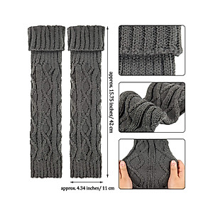 SATINIOR 3 Pairs Knit Leg Warmer Cable Footless Sock Winter High Leg Warmer for Women Girls (White, Light Gray, Black)