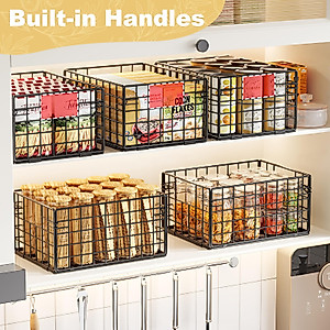 X-cosrack Foldable Cabinet Wall Mount Metal Wire Basket Organizer Pantry Basket with Handles - 4 Pack -12" x 9" X 6", Food Storage Mesh Bin for Kitchen Bathroom Laundry Closet Garage Patent Design