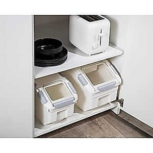 HANAMYA 33 Liter / 50 lbs Rice Storage Container with Measuring Cup, BPA free, For Rice | Grain | Pet Food | Flour, 1 count, White