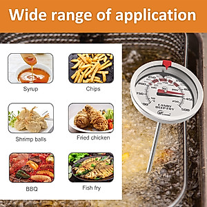 Oven Thermometers and Candy Thermometer with 8” Probe Waterproof dial, no Battery Required, Fast Instant Read Large 2.5" dial, …