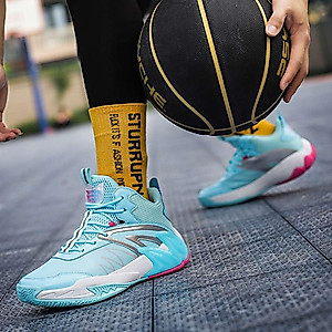 VAXAV Women's Men's Professional Outdoor Sports Sneakers High Top Basketball Athletic Running Tennis Shoes Size 8/6.5 White Green