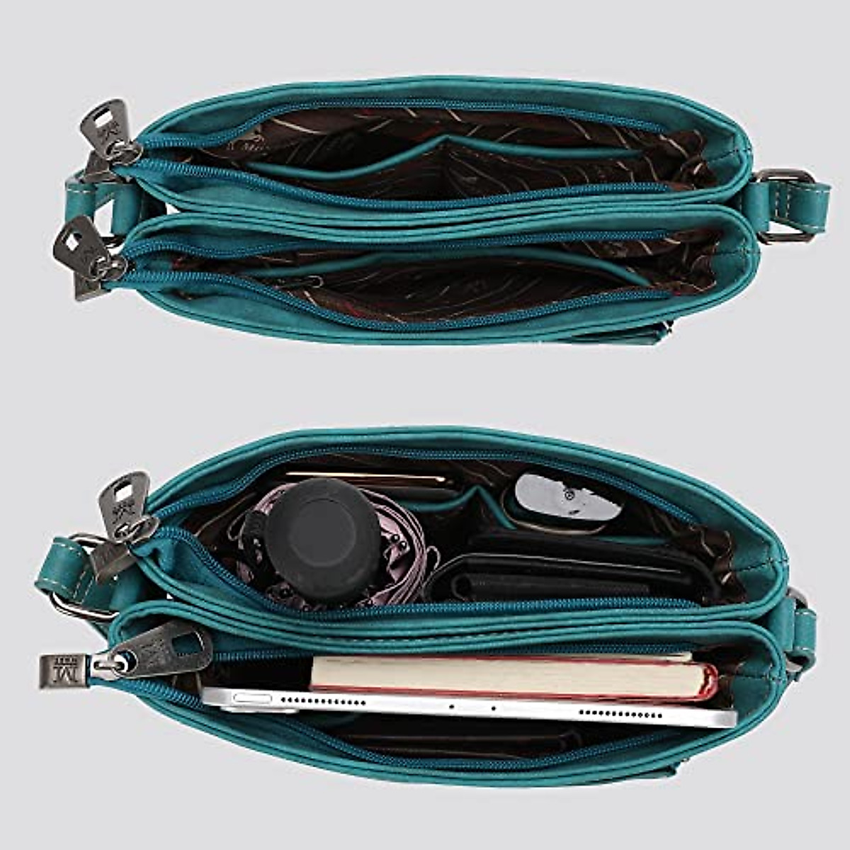 Montana West Concho Collection Concealed Carry Crossbody Women Leather Hobo Handbag for Women Turquoise MW1133G-9360TQ