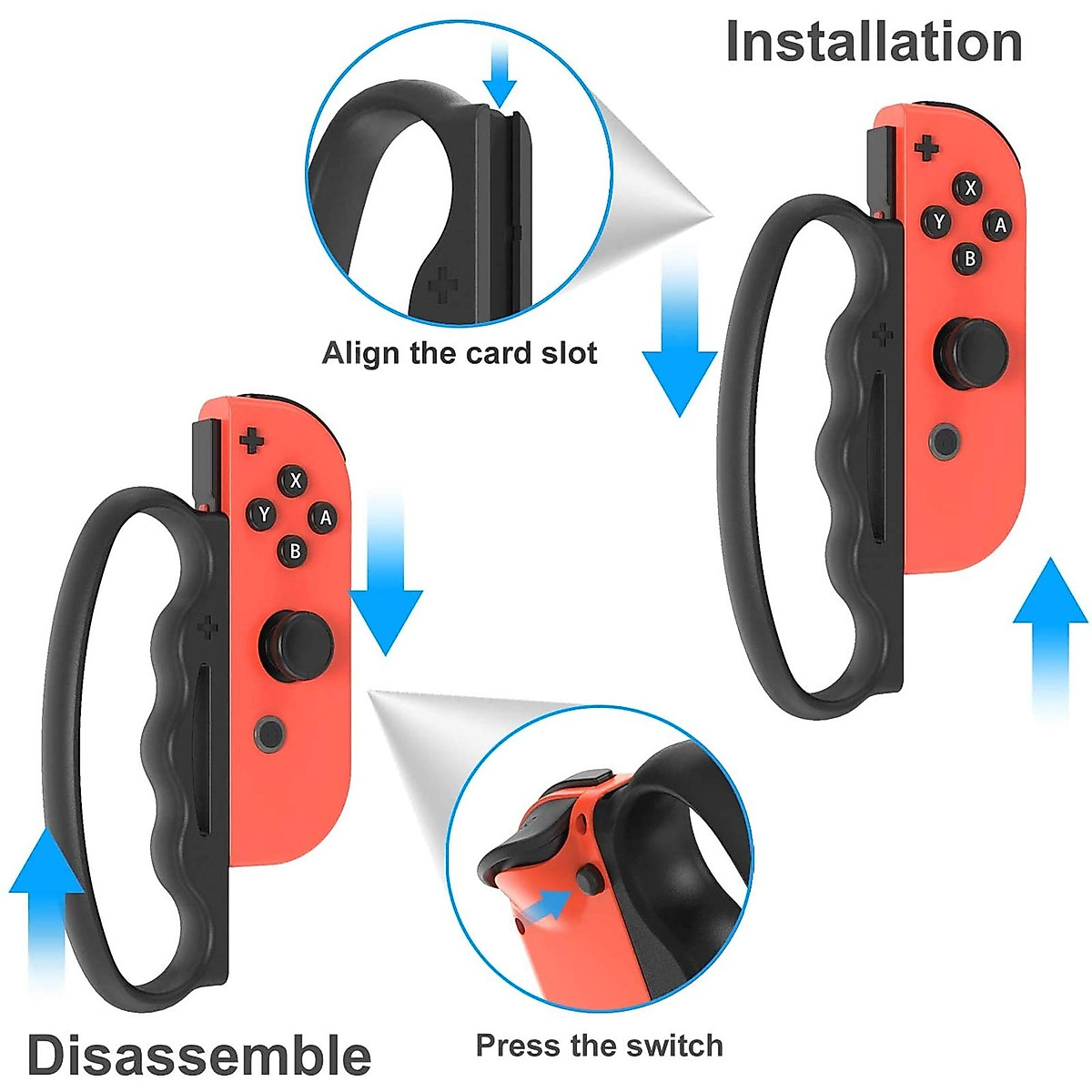 Fitness Boxing Hand Grips for Nintendo Switch & OLED Model JoyCon, FANPL Upgrade Fit Boxing Clasp Accessories Handle for Adults and Children, Enhance Your Gaming Experience, 2 Pack (Black and Black)