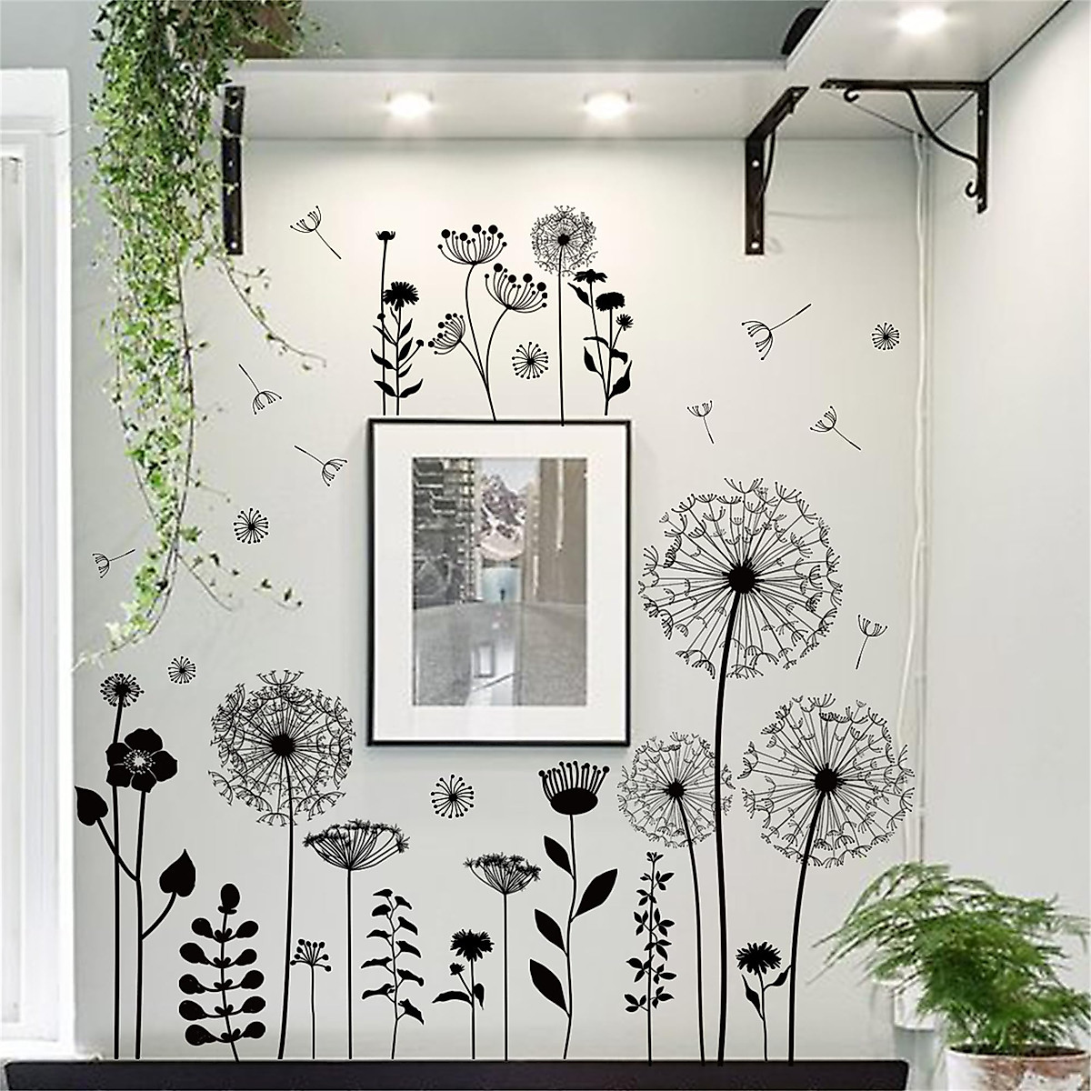 WAFT YEARN Waterproof Removable Vinyl Dandelion Flower Wall Decal Sticker - Decorative Art for Nursery School Classroom Livingroom Bedroom Bathroom Boho Peel and Stick Graduation Party Decorations