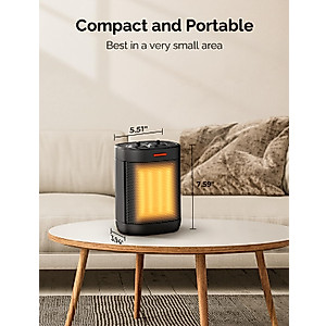 1000W Small Space Heaters for Indoor Use, PTC Ceramic Personal Heater with Overheating & Tip-Over Protection, Quiet Heating for Desktop Office Home