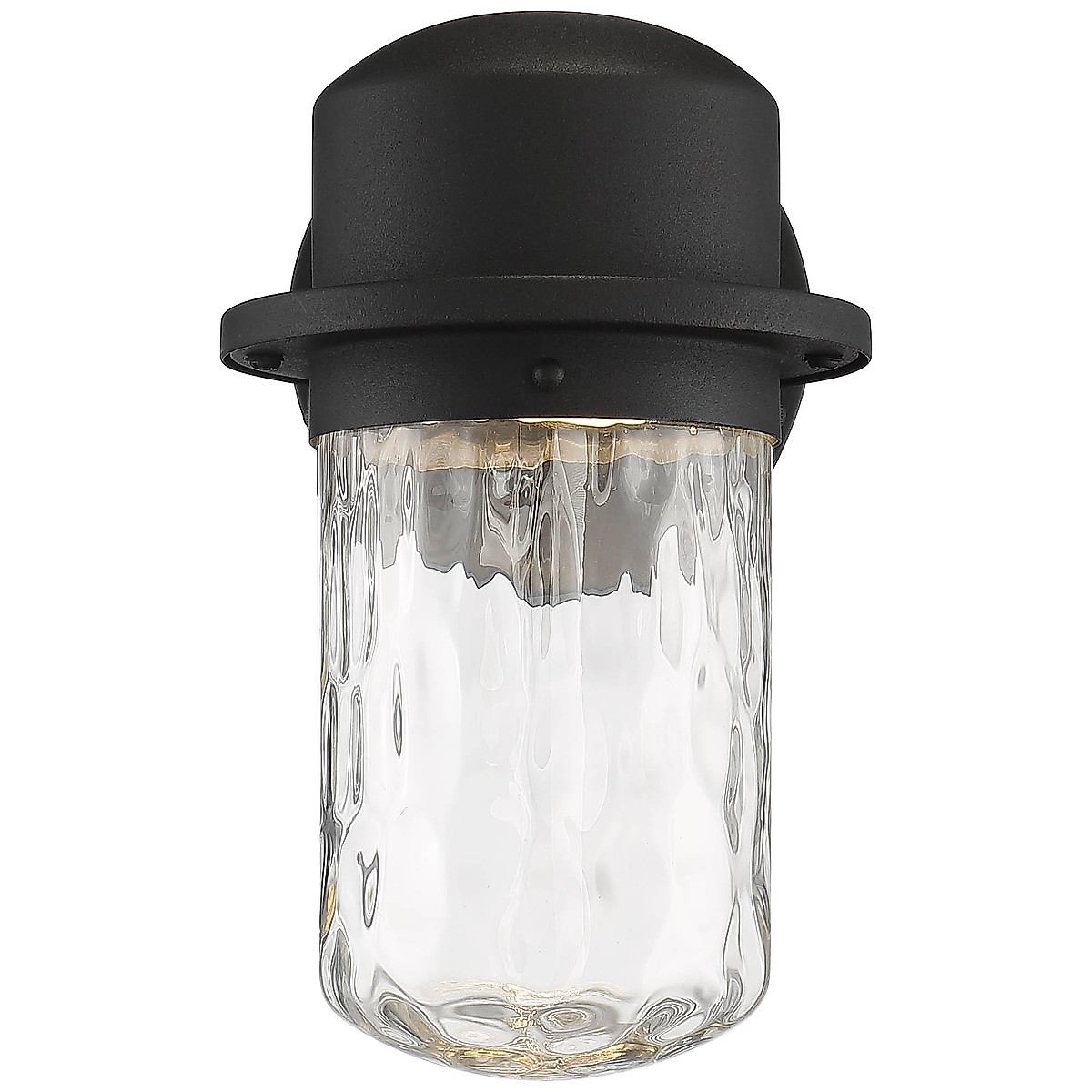 Possini Euro Design Mallow Modern Rustic Outdoor Wall Light Fixture LED Textured Black Steel 9 1/4" Clear Hammered Glass for Exterior House Porch Patio Outside Deck Garage Front Door Garden Home