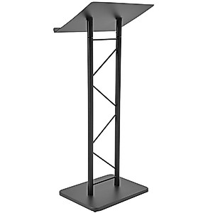 Kingdom KML7B Large Portable Lectern, Stand Up Church Pulpit, Slanted Lectern, Conference Podium for Speakers, Speeches and Other Occasions- Truss Lectern, Black Powder Coat Finish, Metal