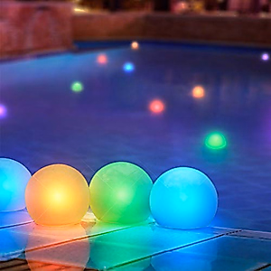 Floating Lights for Pool (Set of 12) 3” Round Light Up Pool Glow Balls Color Changing Pool Decorations LED Lighted Balls for Pool