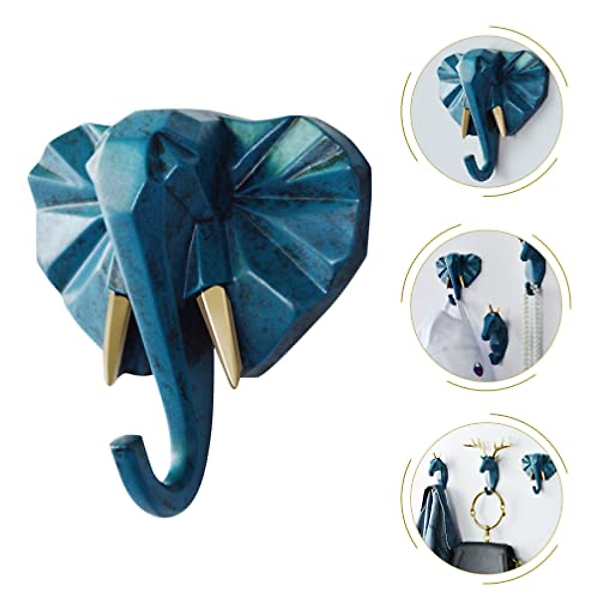 SEWACC Home Decor Cute Wall Hooks Cute Wall Hooks Wall Hooks Resin Animals Shaped Coat Hat Hook Chic Decorative Hook Resin Wall Hanging Hook Elephant Head Wall Decor Wall Storage Hook Office Decor