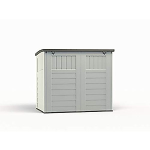 Suncast Horizontal Outdoor Storage Shed for Backyards and Patios 34 Cubic Feet Capacity for Garbage Cans, Tools and Garden Accessories, No Size, Vanilla